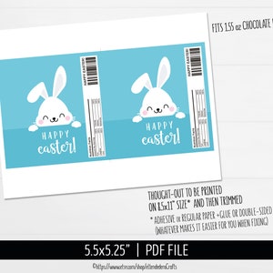 Easter Chocolate Bar Wrappers. Classroom Happy Easter Bunny Large Candy ...