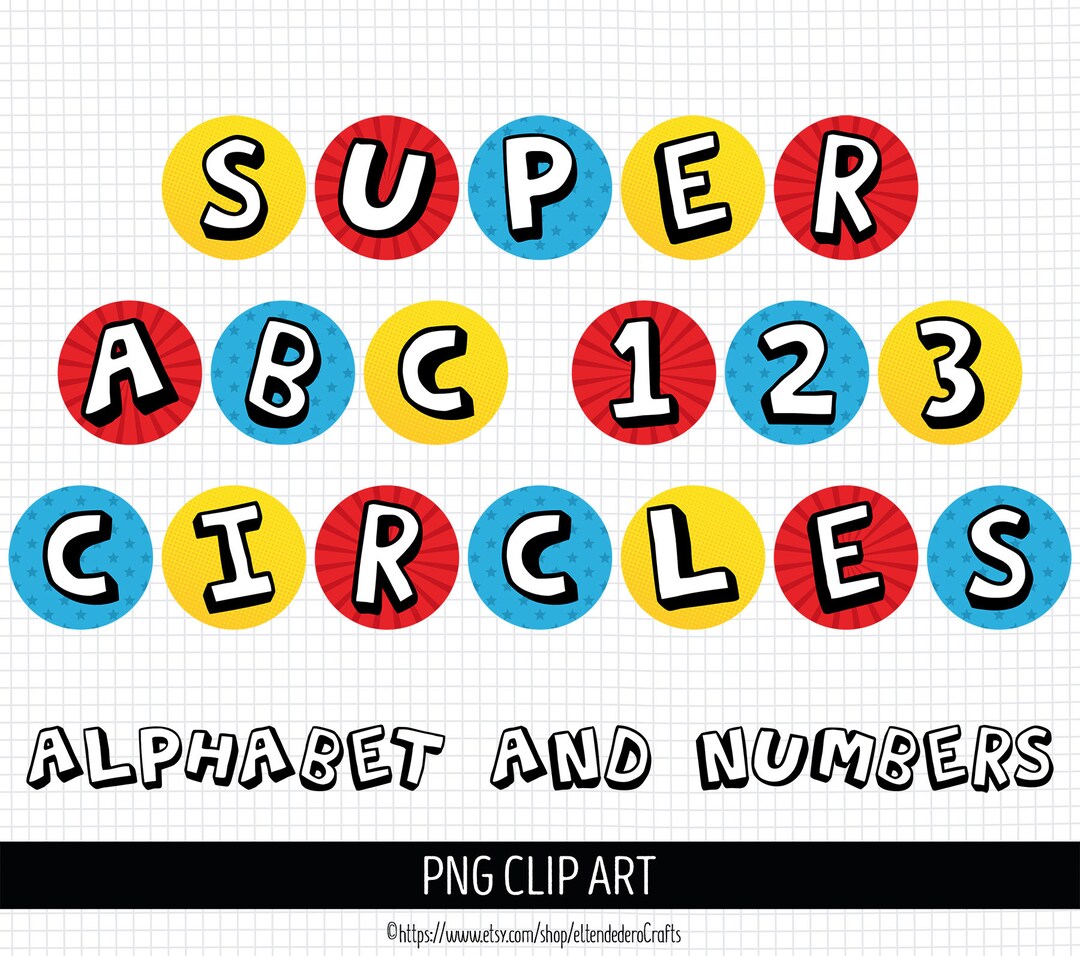 Superhero Alphabet Printable. Comic Book Letters and Numbers Circles ...