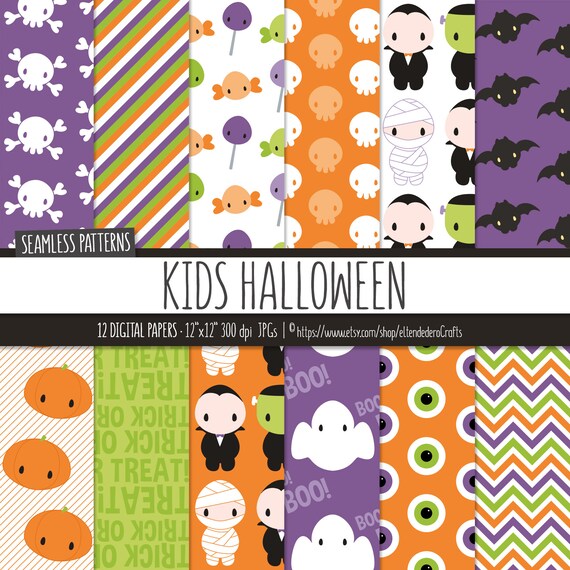 Halloween Digital Paper Package. Kids Trick or Treat Seamless - Etsy