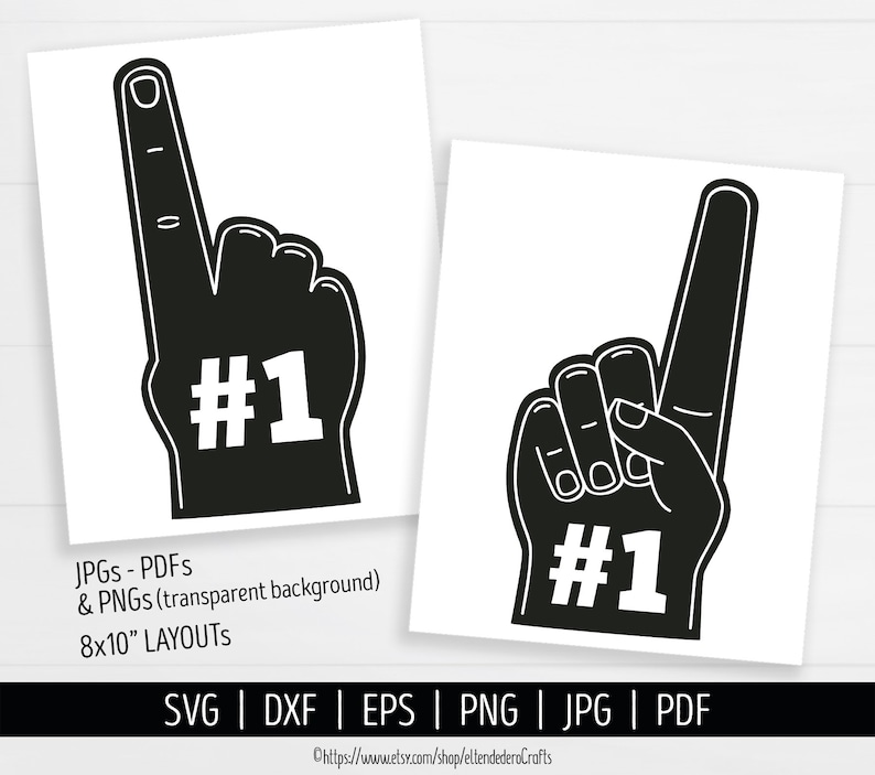 Fan Finger SVG. Number 1 Foam Finger Cut Files. Sports Team - Etsy
