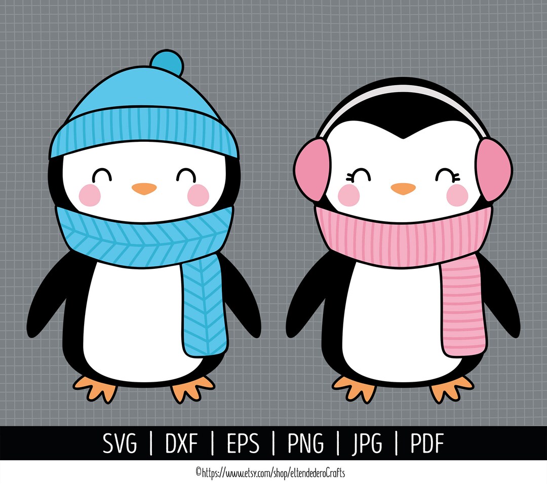Penguin SVG. Boy and Girl Penguins Clipart - Cut Files. Pink and Blue ...