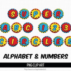 Superhero Alphabet Printable. Comic Book Letters and Numbers Circles ...