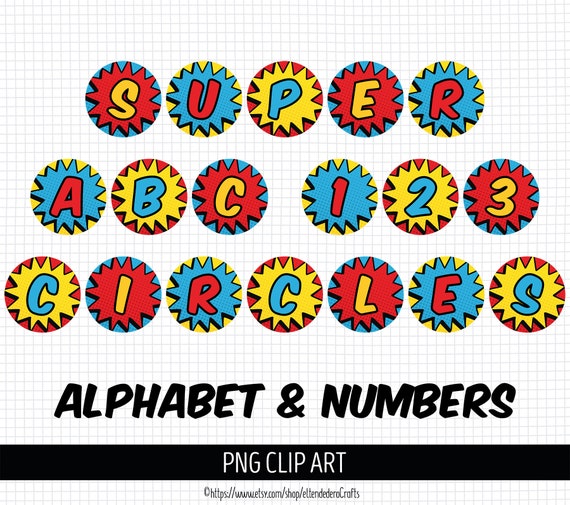 Clipart Alfabeto Superhéroes. Abecedario Cómic Letras y - Etsy España
