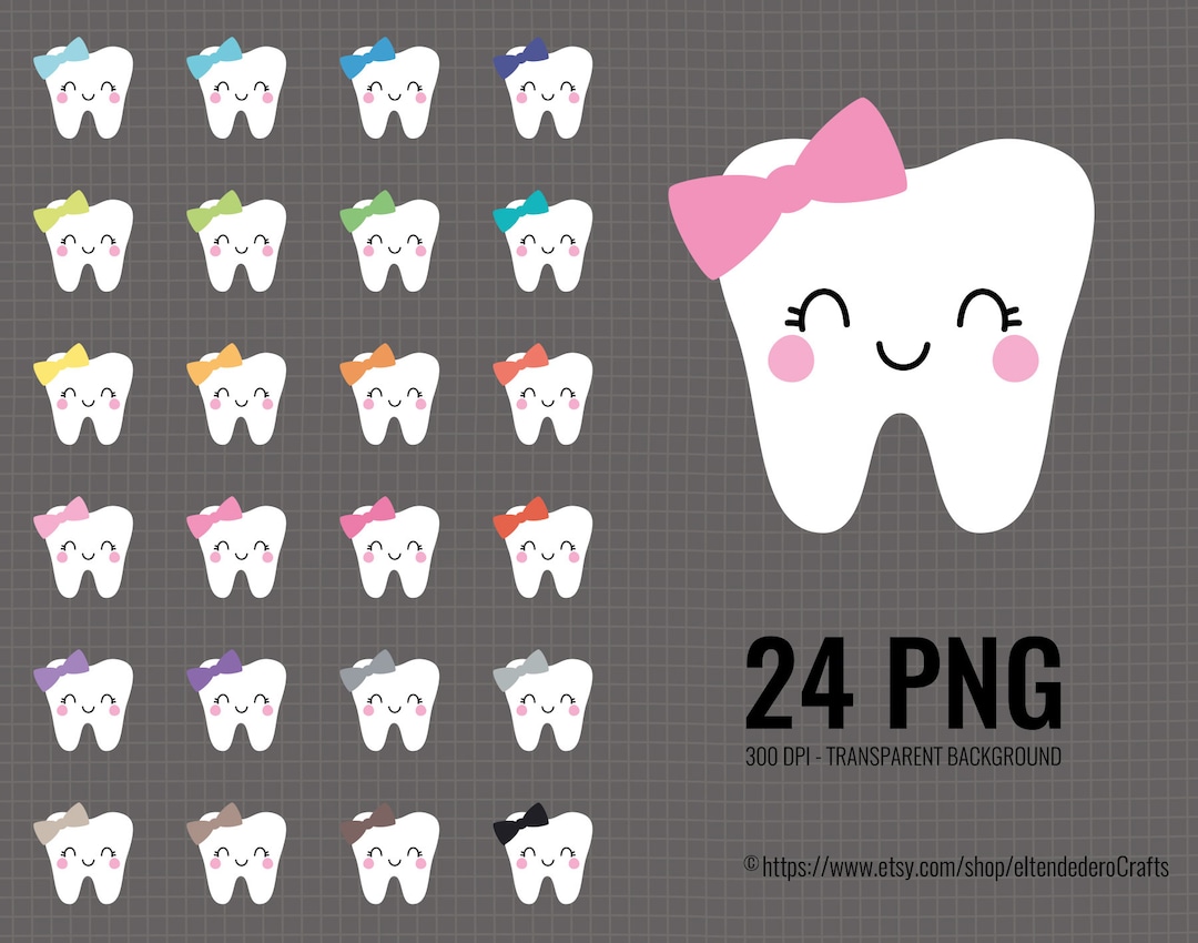 Tooth With Bow Clipart. Digital Dentist Appointment Reminder, Dental ...