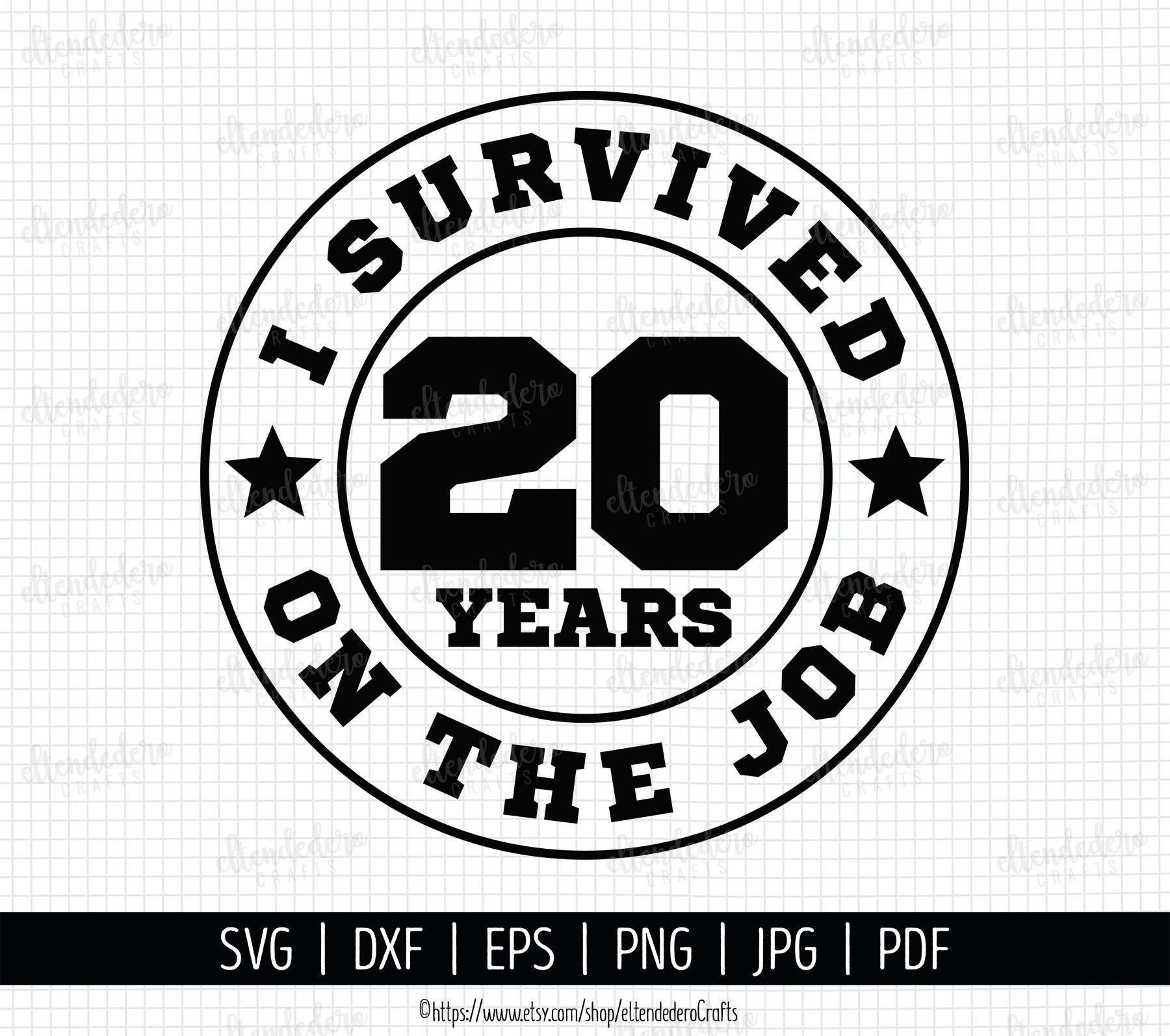 20 Years on the Job SVG. Work Anniversary Shirt Files Cutting Machine ...