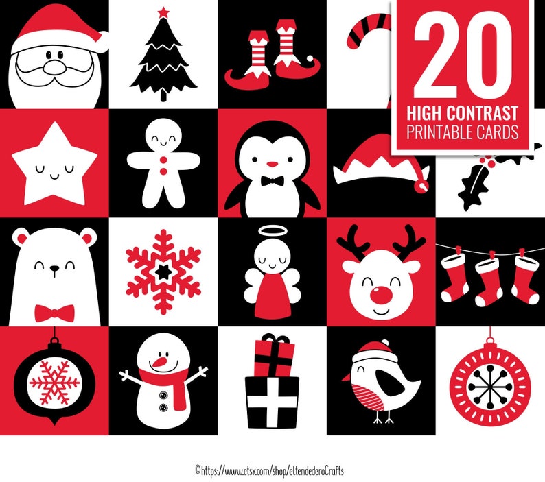 PRINTABLE High Contrast Baby Cards. Black White Red Sensory - Etsy
