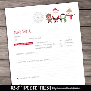 PRINTABLE Letter to Santa. Kids Christmas Wish List Letter for - Etsy