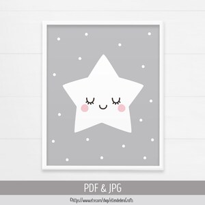 PRINTABLE Star Nursery Decor. Grey Baby Star Wall Art Sleepy - Etsy