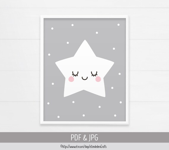 PRINTABLE Star Nursery Decor. Grey Baby Star Wall Art Sleepy - Etsy