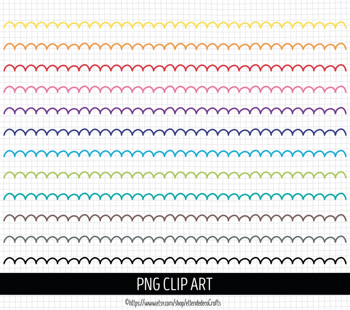 Doodle Scalloped Dividers PNG Clipart. Colorful Hand Drawn | Etsy