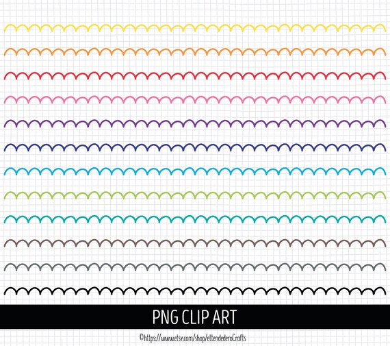 Doodle Scalloped Dividers PNG Clipart. Colorful Hand Drawn | Etsy