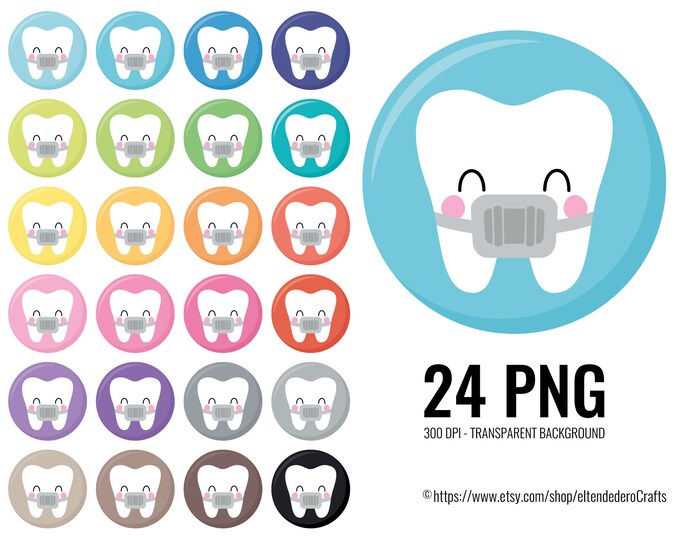 Tooth With Braces Clipart. Kids Dentist Appointment Reminder - Etsy