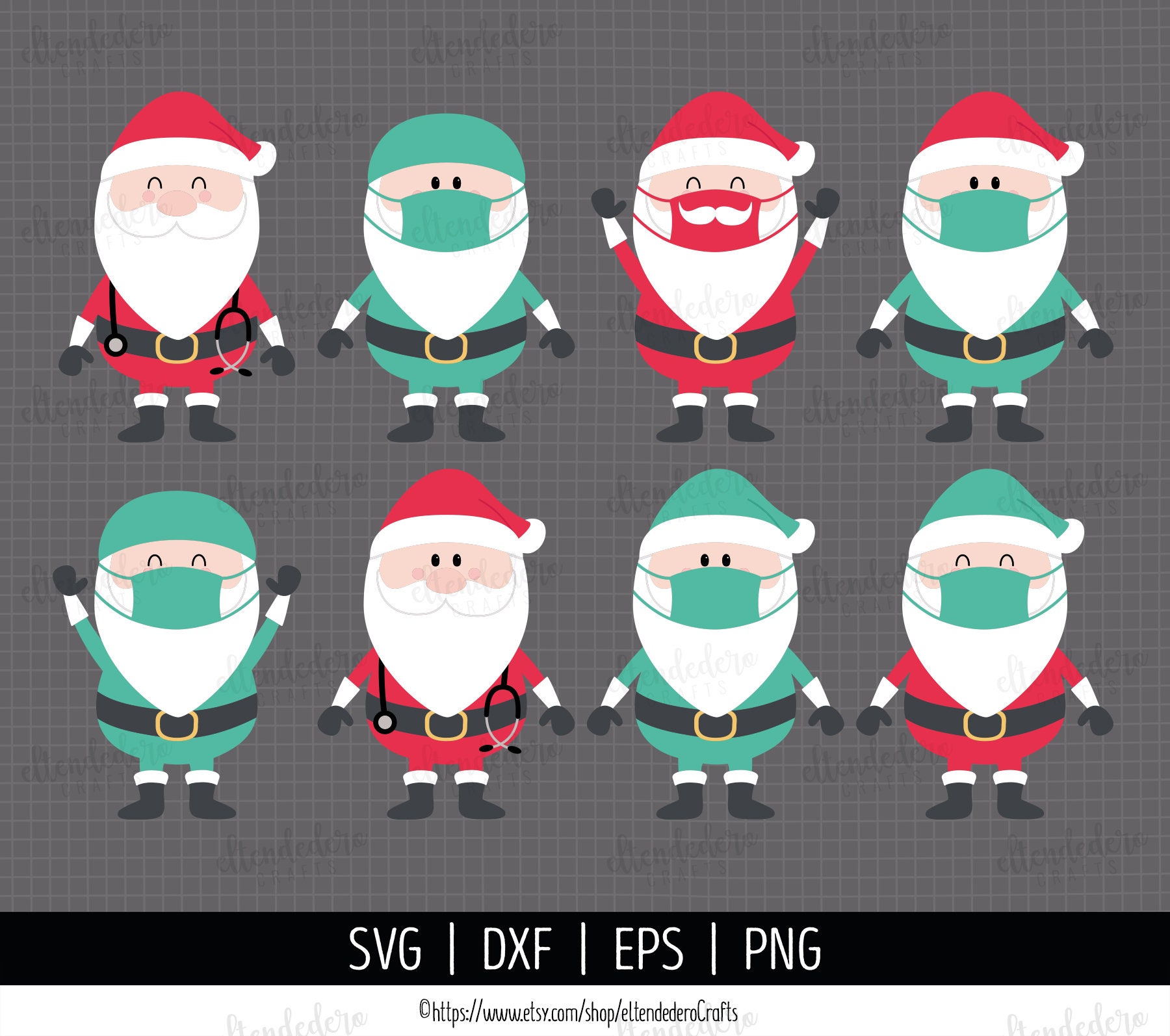 Santa With Stethoscope SVG. Hospital Workers Clipart. Scrub - Etsy