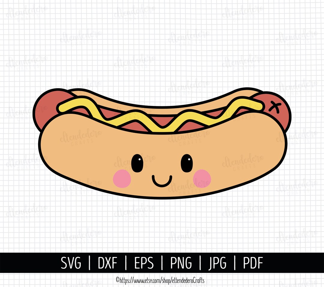 Hot Dog SVG. Sausage Cut Files. Fast Food, Kawaii BBQ Cookout Party PNG ...