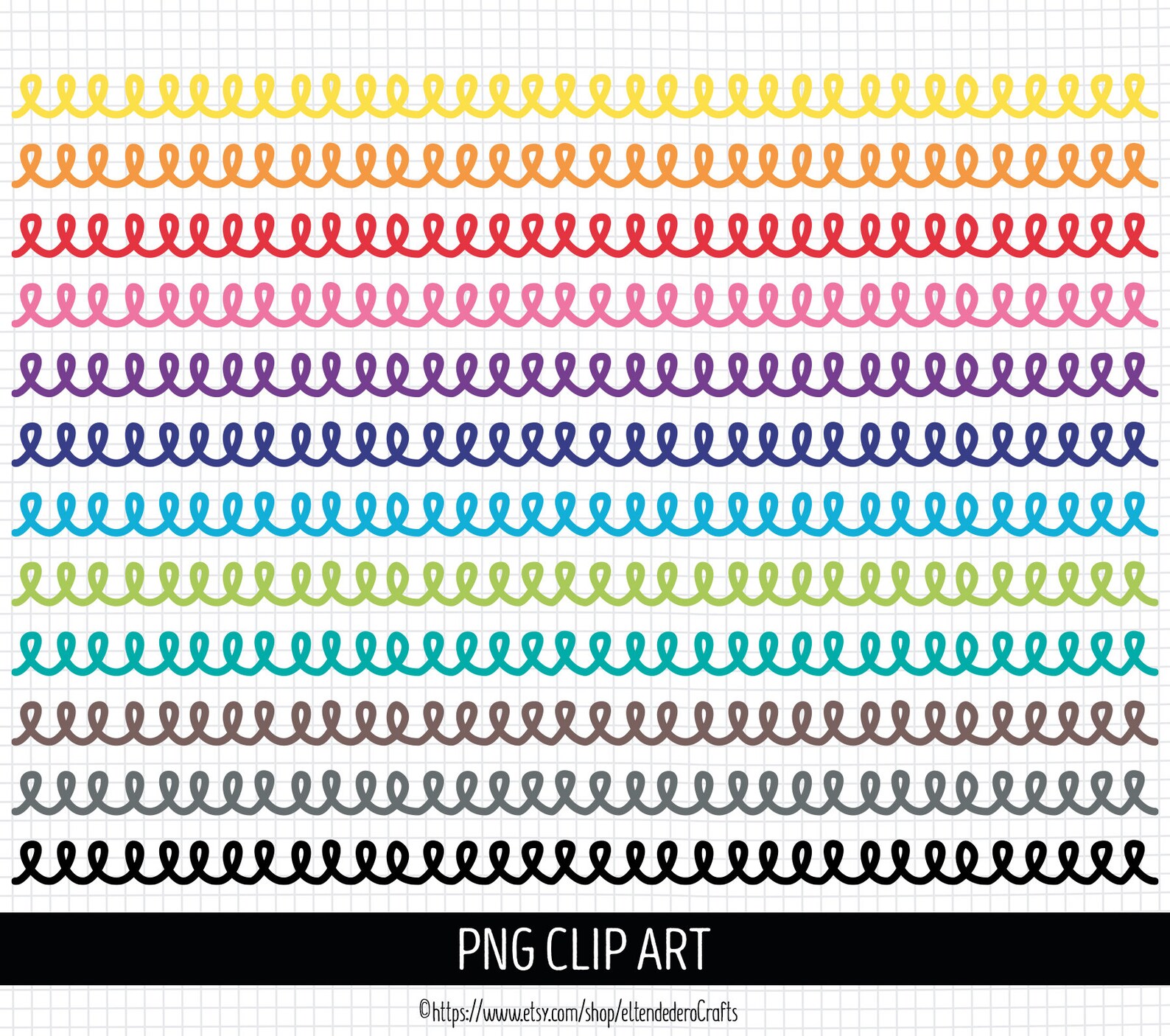Doodle Dividers Clipart. Hand Drawn Loop Line Dividers PNG, Decorative ...