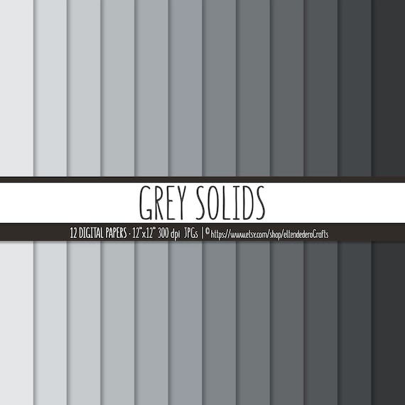 Grey Solids Digital Paper Set. Plain Gray Backgrounds. | Etsy