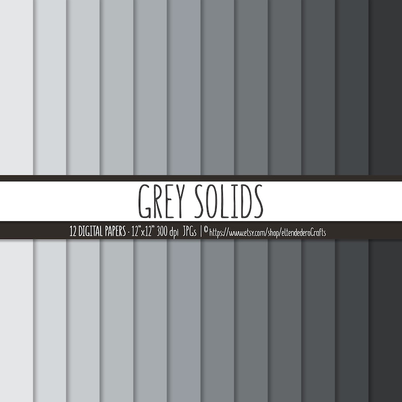 Grey Solids Digital Paper Set. Plain Gray Backgrounds. Monochrome Solid ...