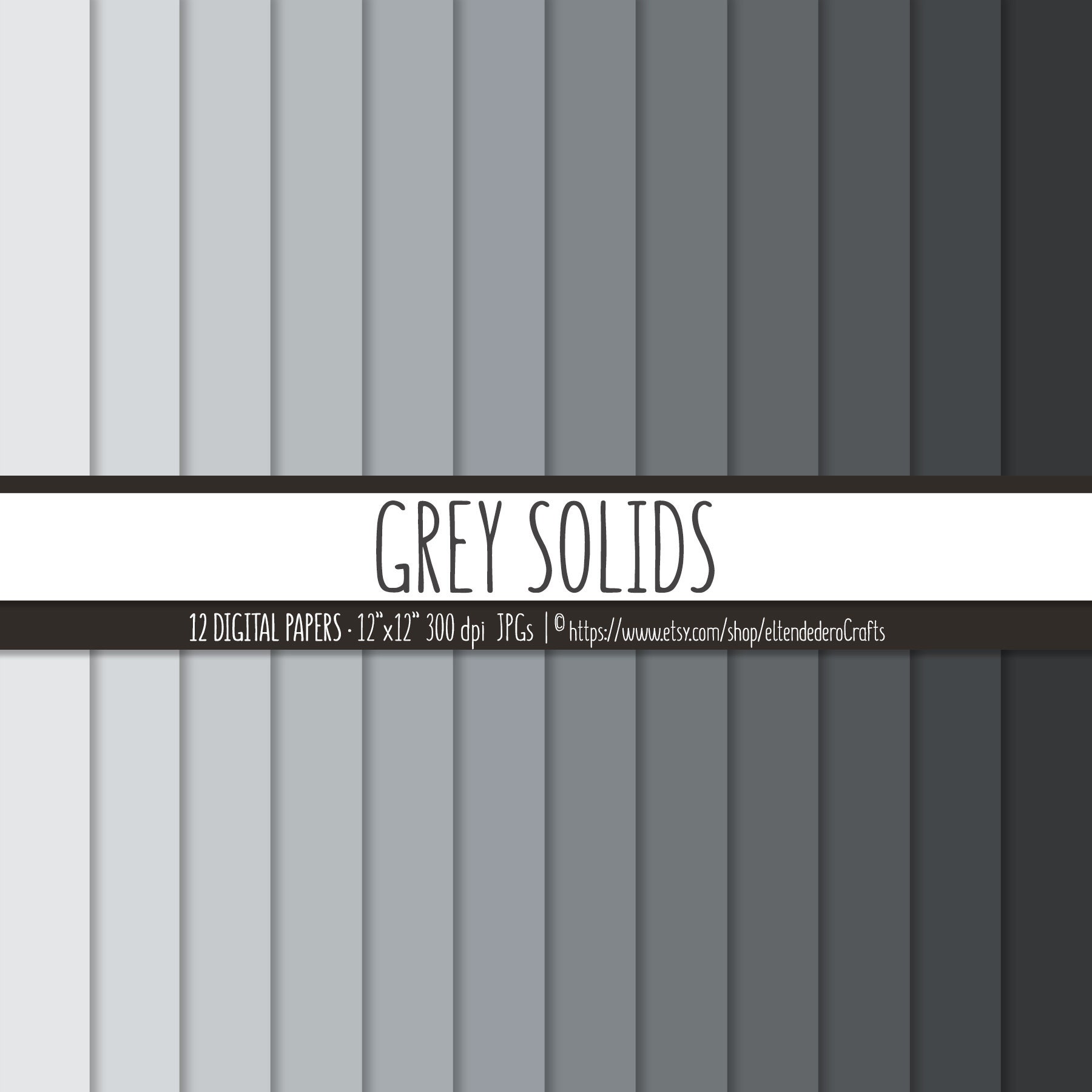 Grey Solids Digital Paper Set. Plain Gray Backgrounds. Monochrome Solid ...