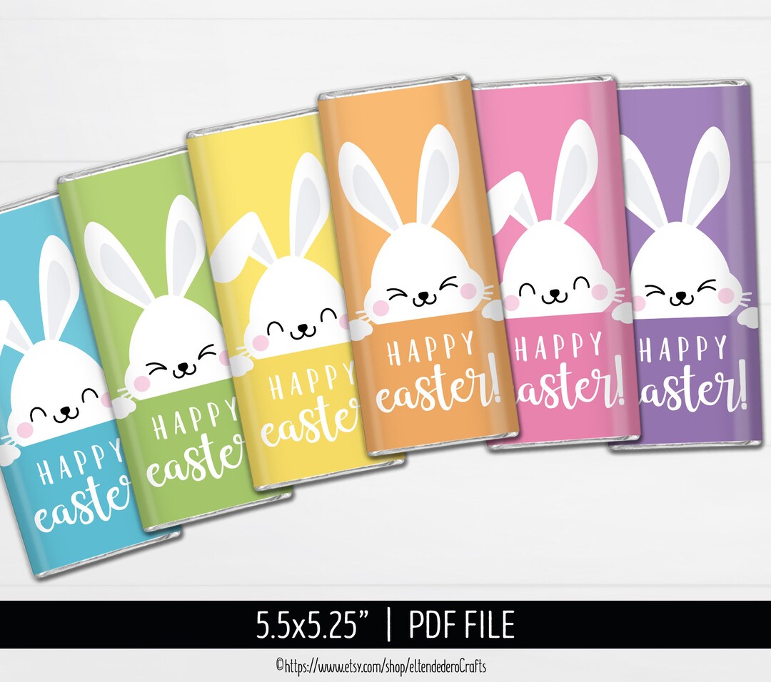 Easter Chocolate Bar Wrappers. Classroom Happy Easter Bunny Large Candy ...