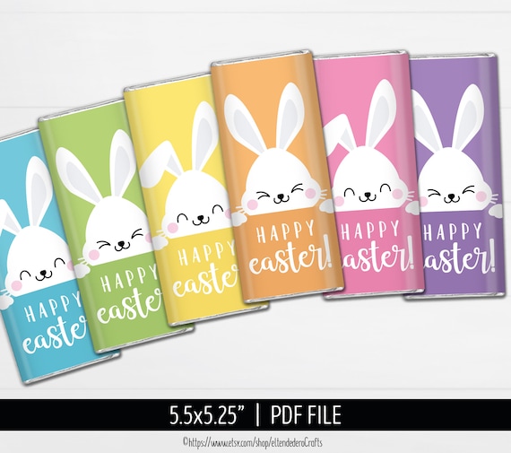 Easter Chocolate Bar Wrappers. Classroom Happy Easter Bunny - Etsy
