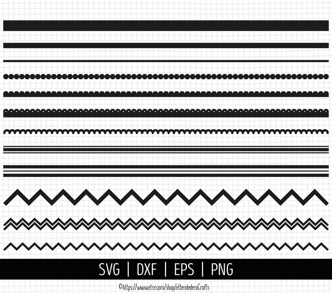Line Dividers SVG. Scallop Ribbons Cut Files, Chevron Decorative ...