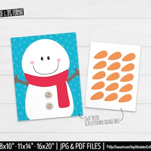 Pin the Nose on Snowman, Christmas Games for Kids. School Holiday Class ...