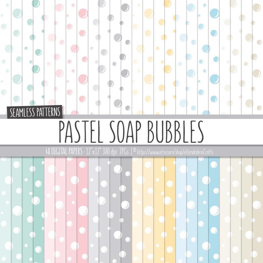 Soap Bubbles Digital Paper Pack. Pastel Bath Bubbles Confetti Seamless ...