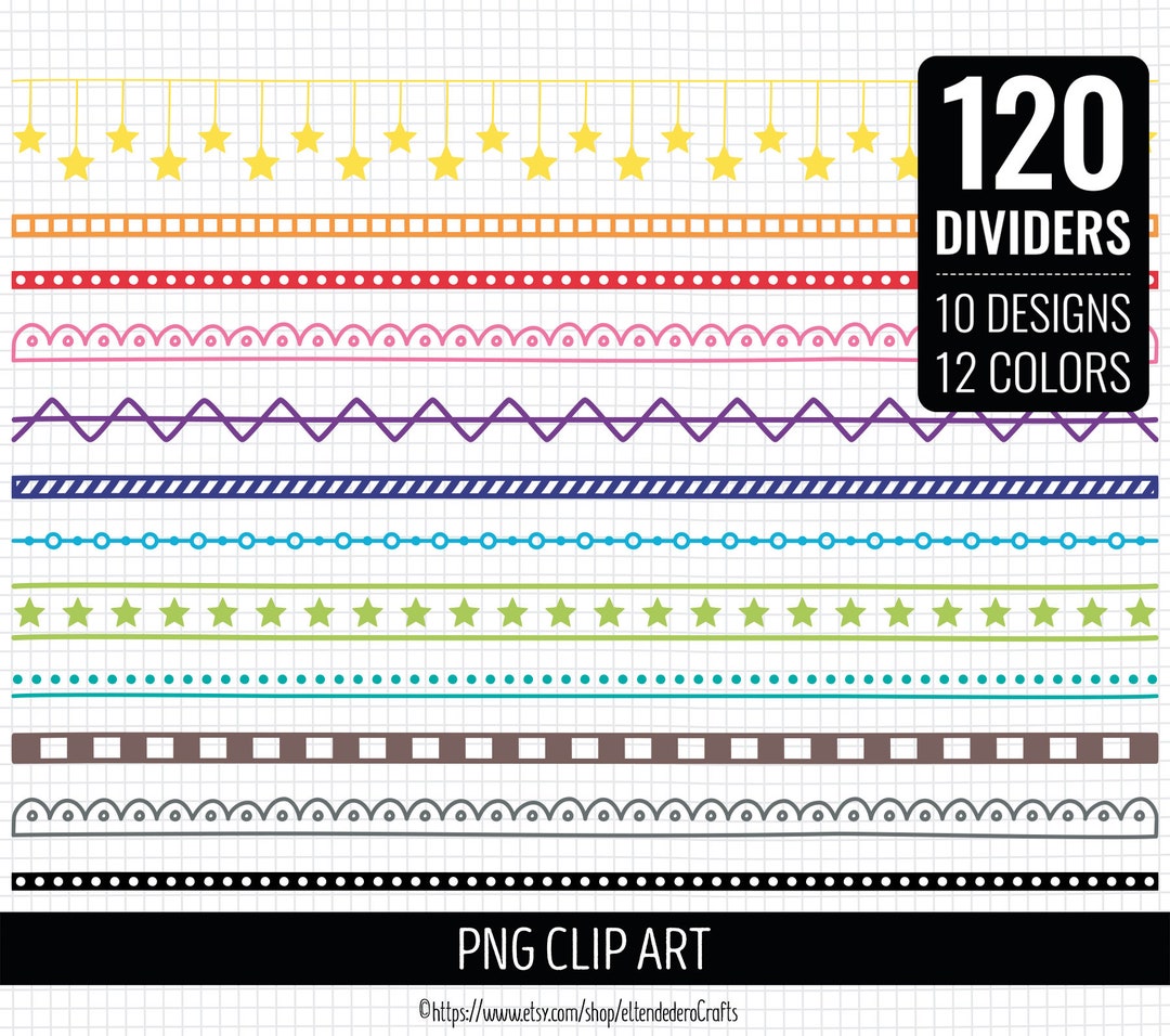 Doodle Dividers PNG Clipart. Colorful Hand Drawn Dividers Bundle ...