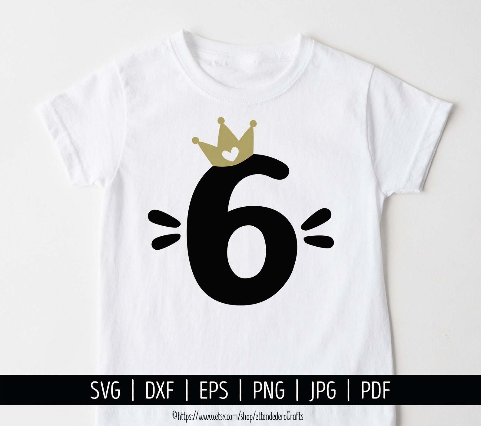 6th Birthday SVG Cut File. Six With Crown Shirt Vector Files - Etsy