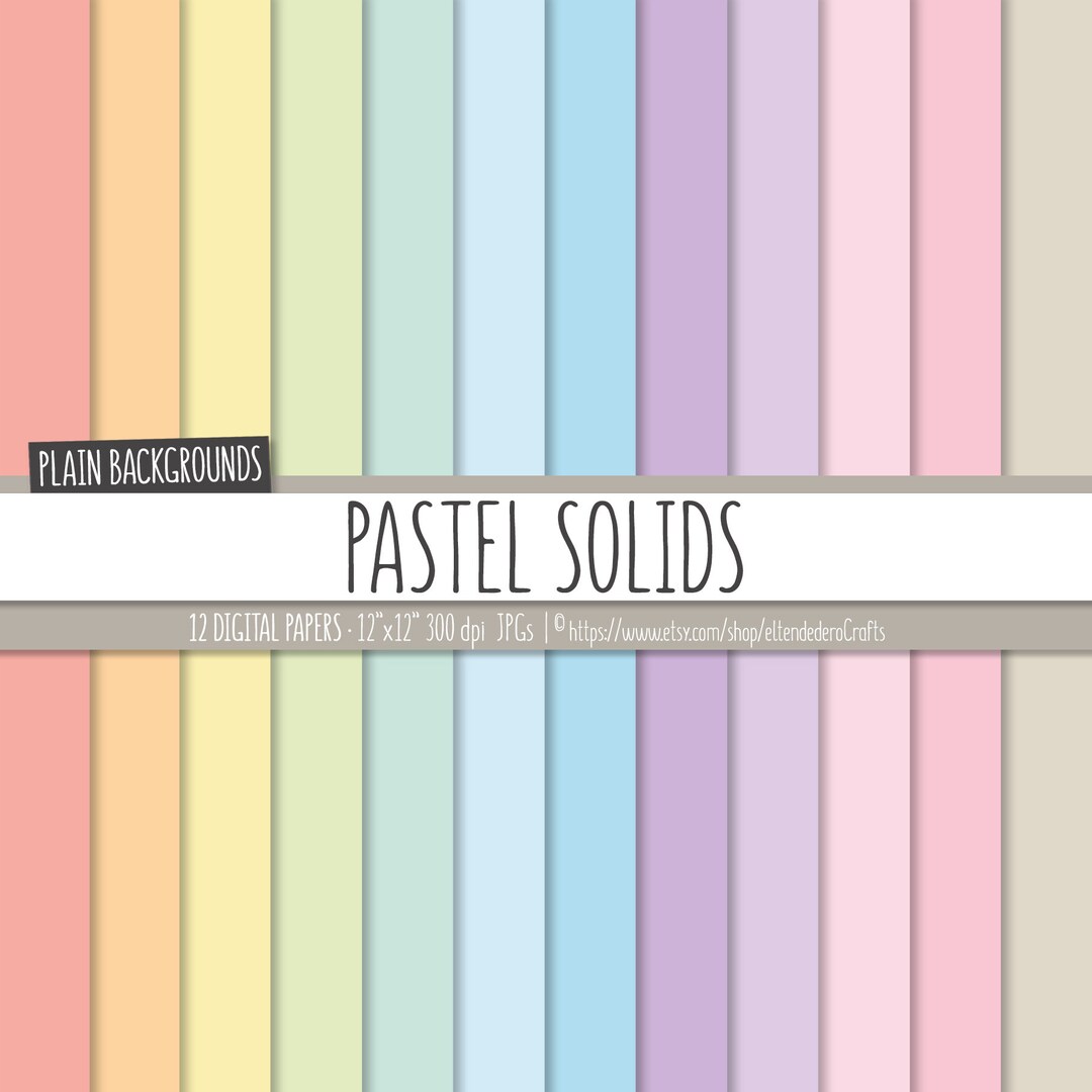 Solid Baby Colors Digital Paper Pack. Pastel Plain Backgrounds. Soft ...
