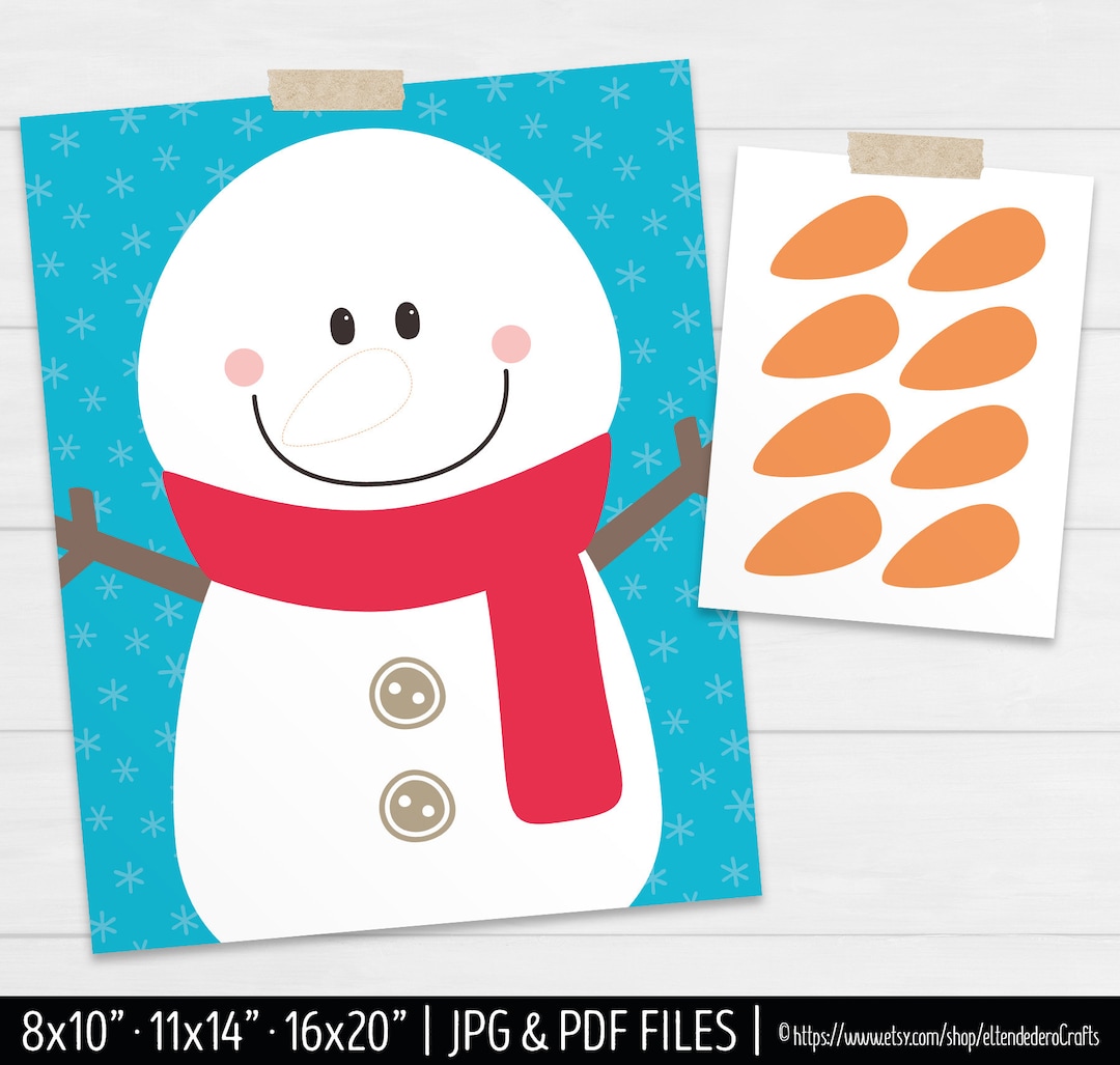 Pin the Nose on Snowman, Christmas Games for Kids. School Holiday Class ...