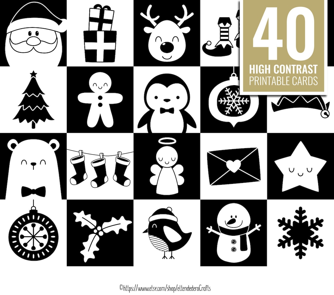 PRINTABLE High Contrast Baby Cards. Monochrome Sensory Flash Cards ...