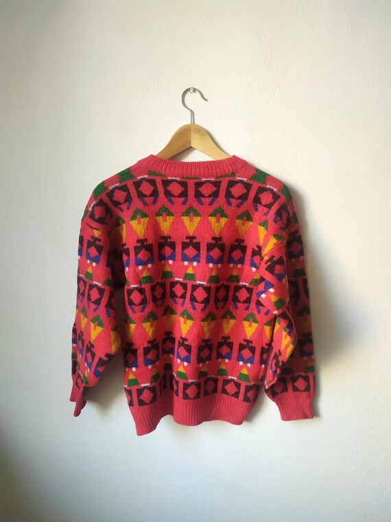 Colourful vintage jumper, 1980/1990s abstract and geo… - Gem