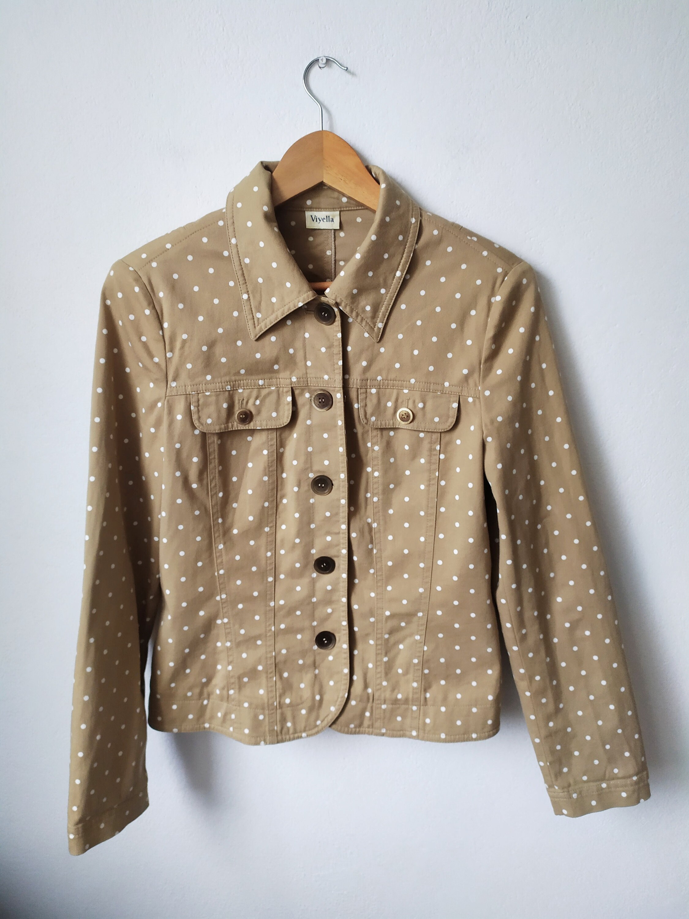Vintage Cotton Jacket 1990s/2000s Beige and White Polka - Etsy UK