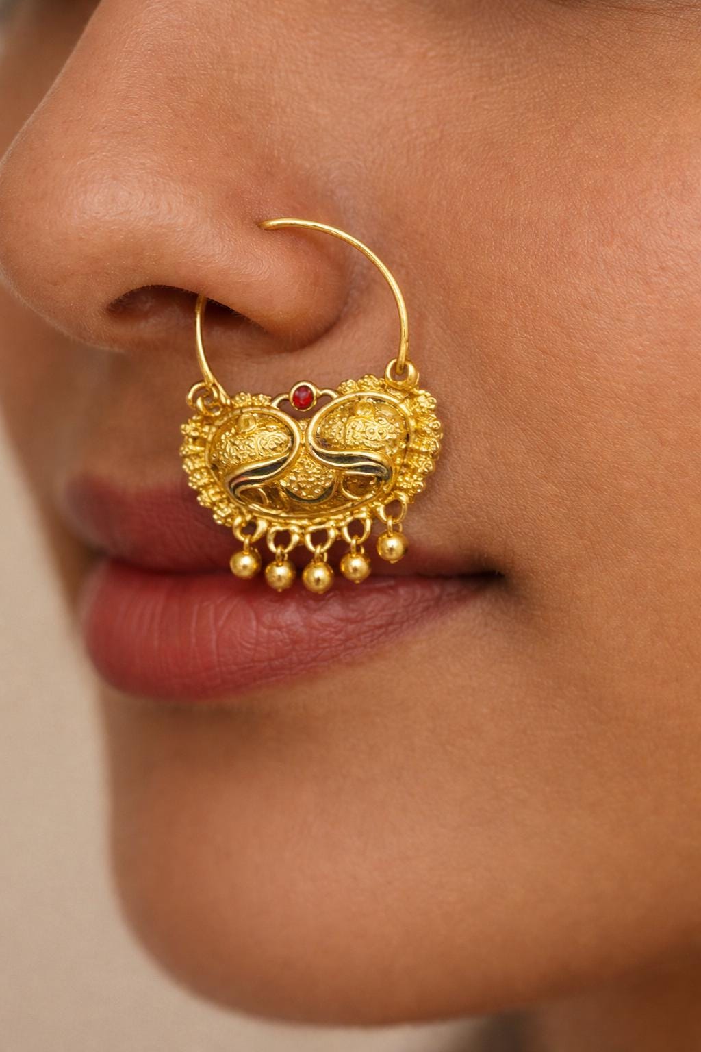 Gold Plated Bridal Nath Nose Ring Wedding Jewelry - Etsy