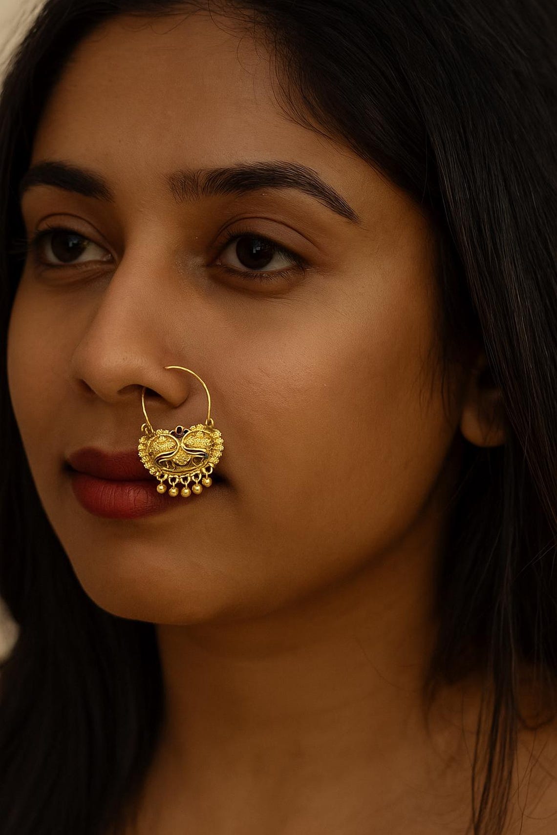 Gold Plated Bridal Nath Nose Ring Wedding Jewelry - Etsy