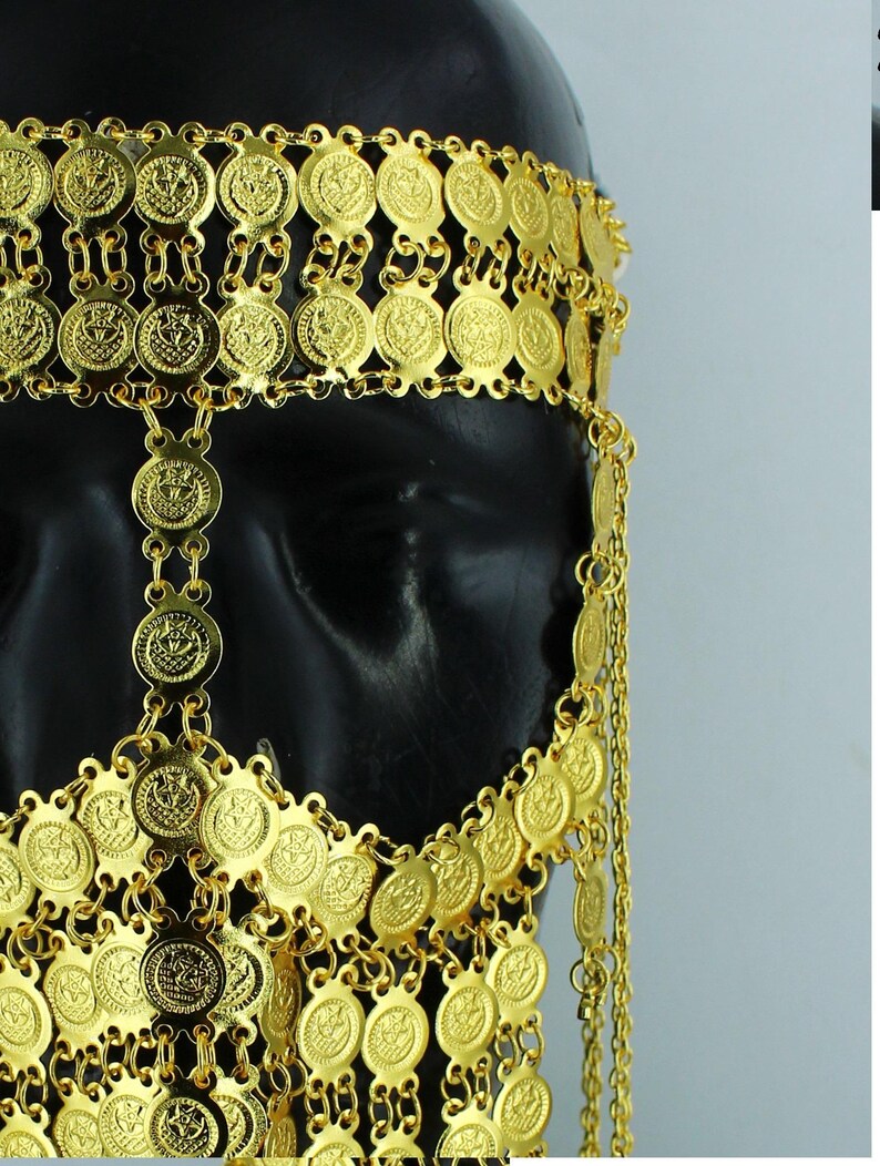Gold Coin Face Chain Mask: Boho Belly Dance Headpiece - Etsy