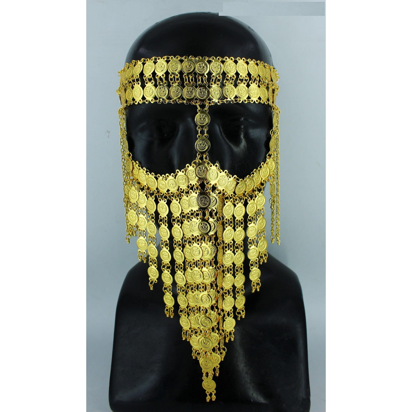 Gold Coin Face Chain Mask: Boho Belly Dance Headpiece - Etsy