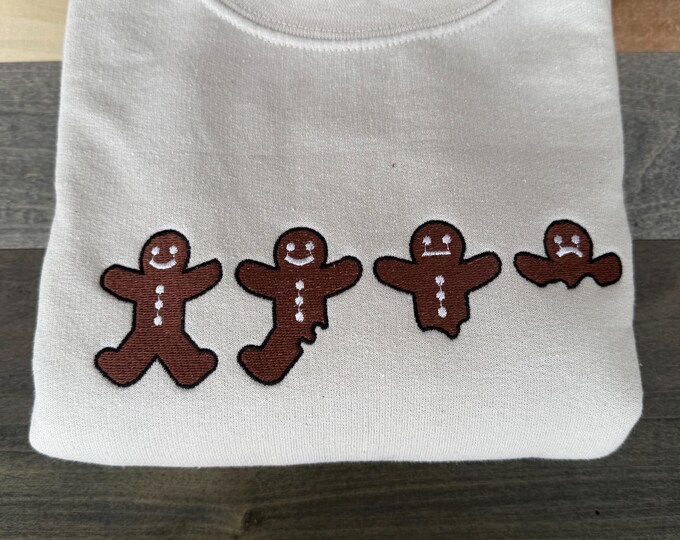 Gingerbread Man Sweatshirt, Embroidered Christmas Sweater, Funny ...