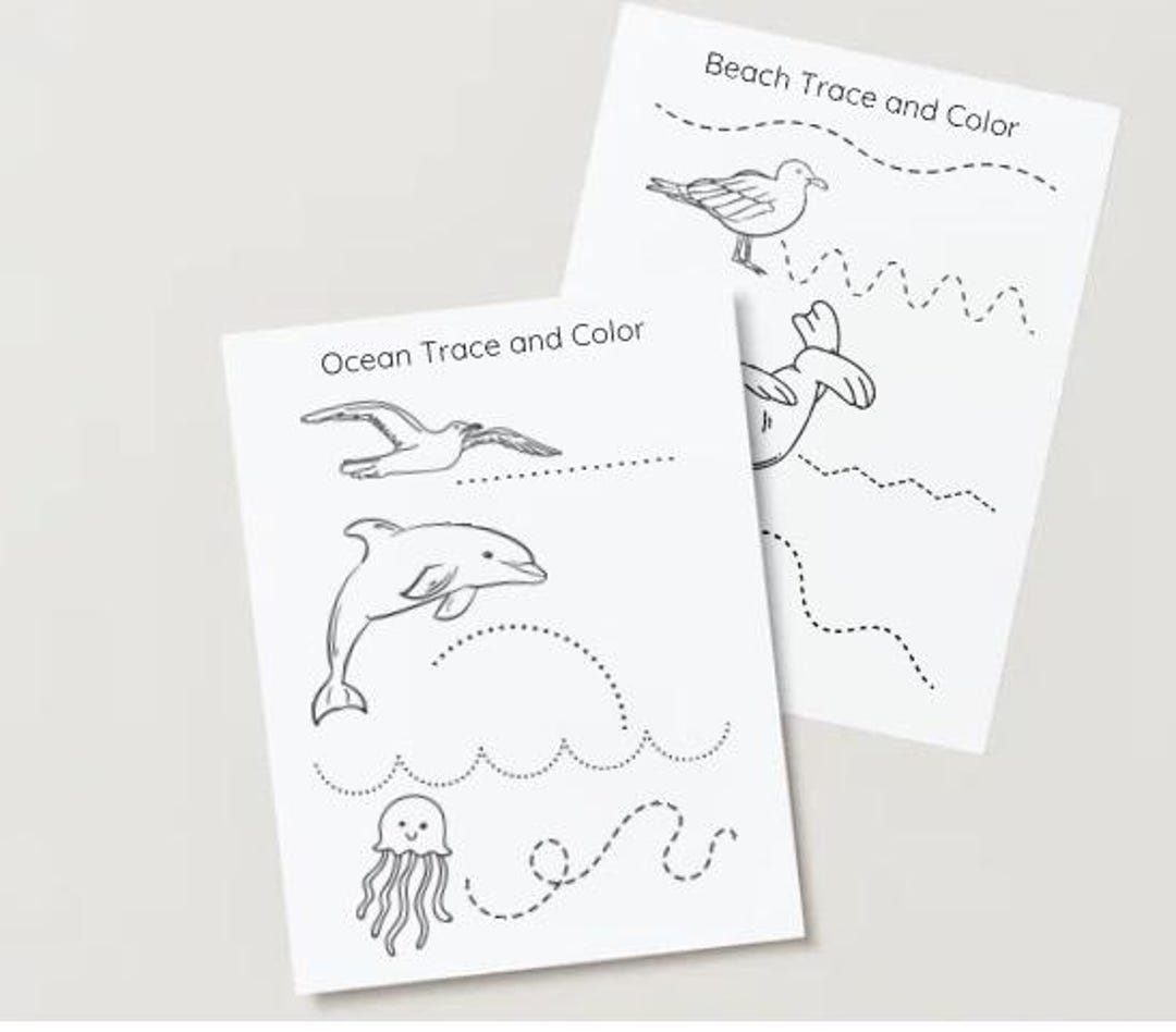 Summer Pre-writing Trace and Color Worksheets - Etsy