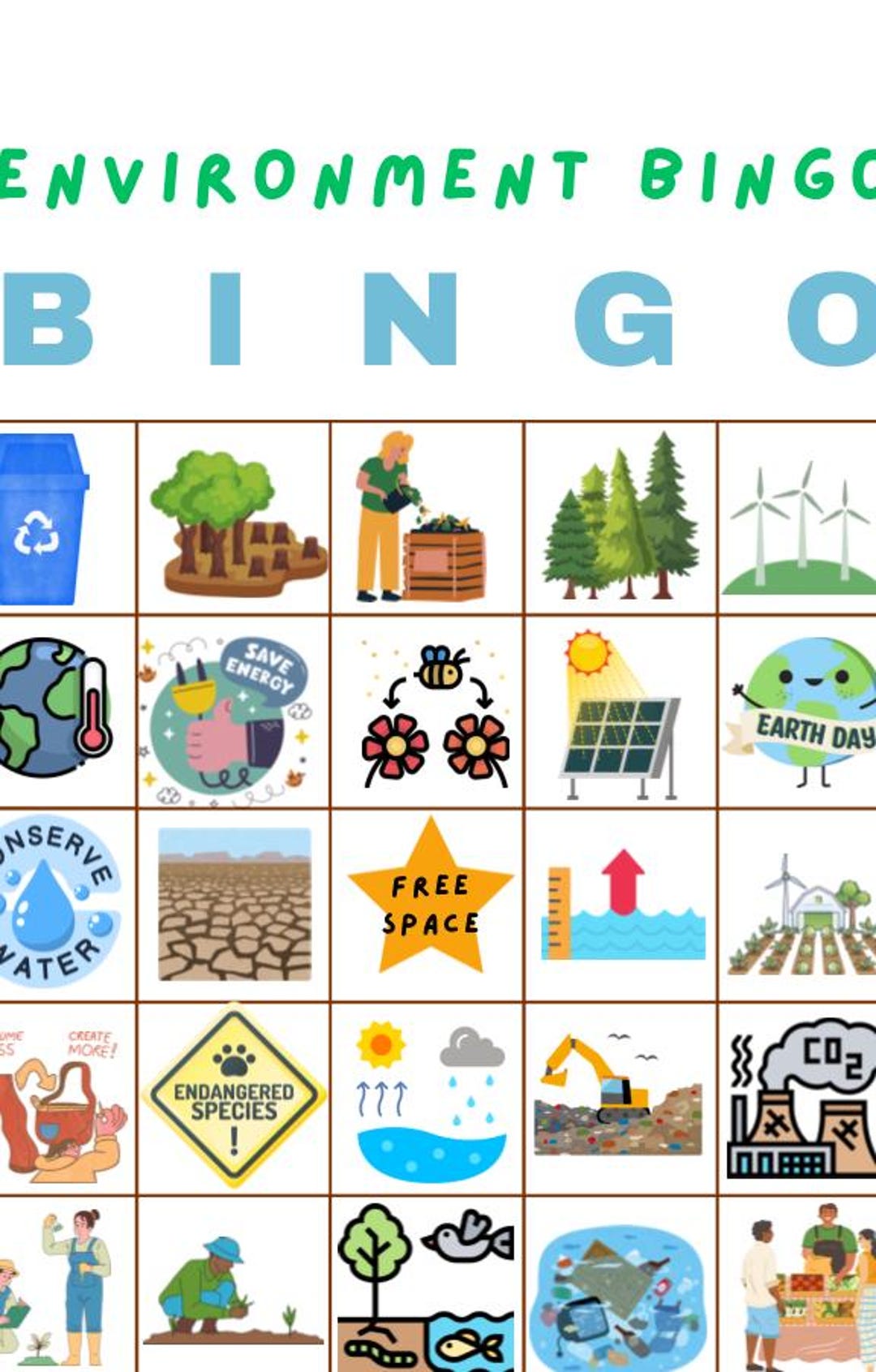 Environment Bingo Class Game Environmental Science Elementary Classroom ...