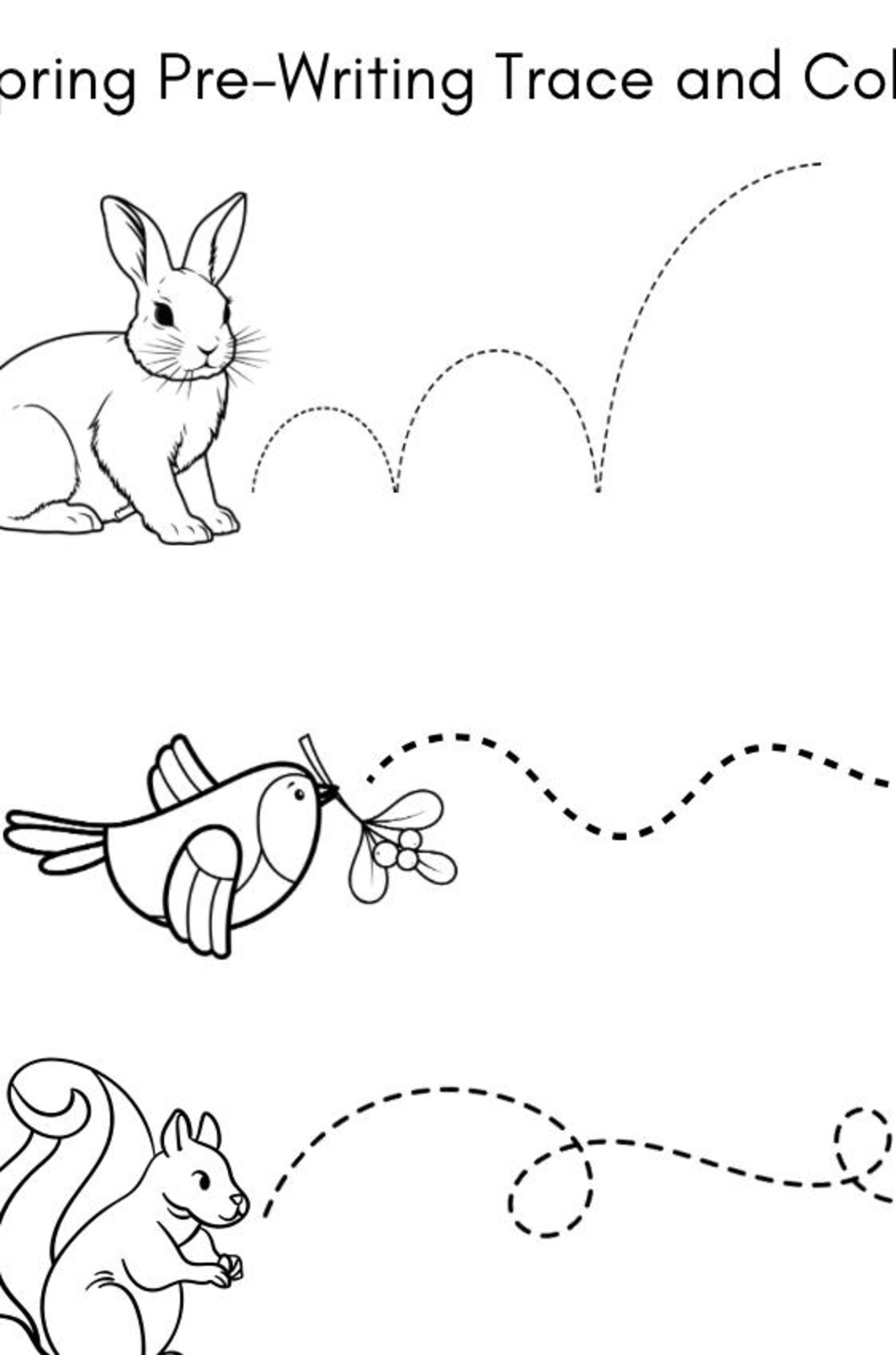 Spring and Summer Pre-writing Trace and Color Worksheets - Etsy