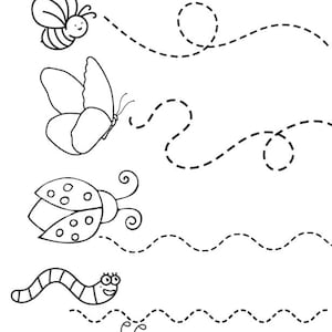 Spring Pre-writing Trace and Color Worksheets - Etsy