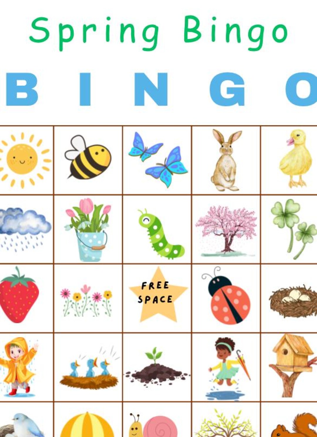 Spring Bingo for Early Elementary Class Games - Etsy
