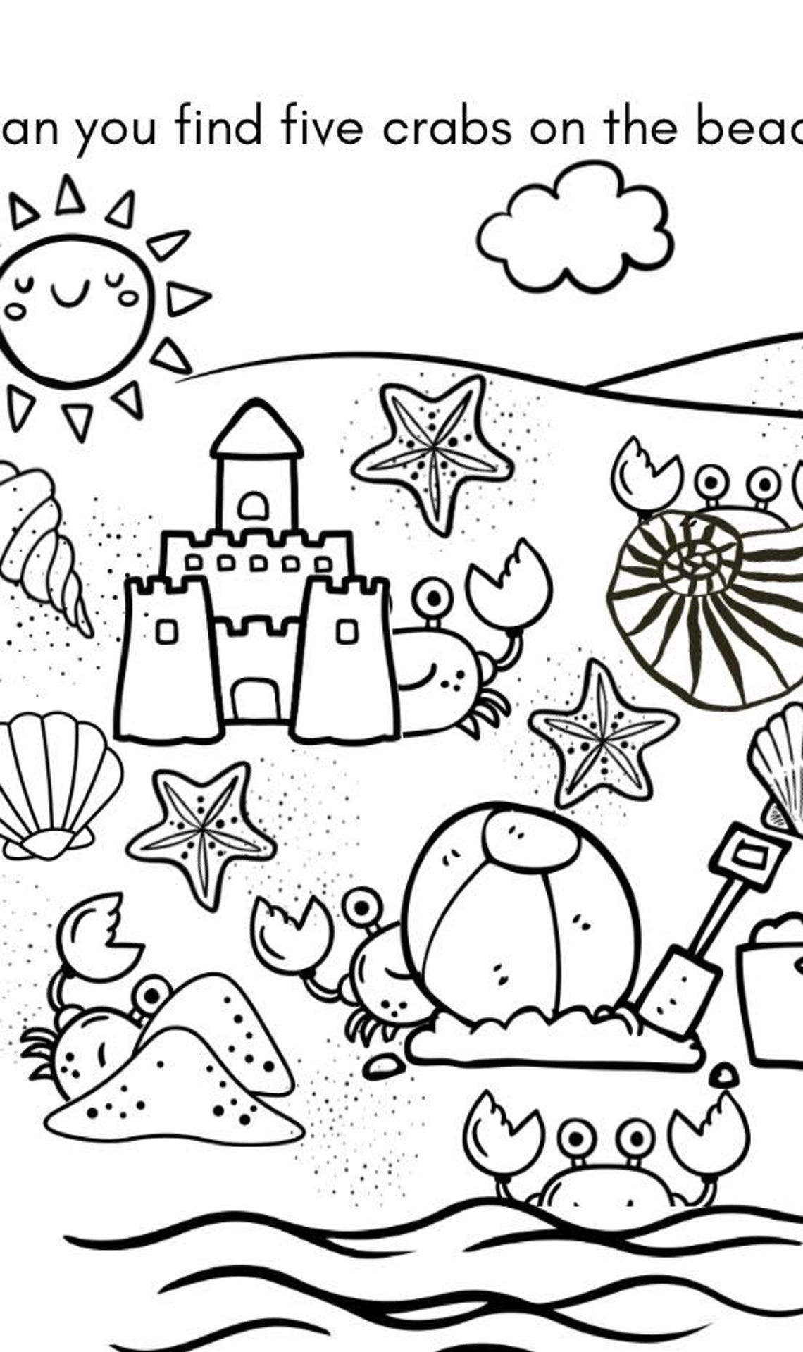 Summer Learning: Find the Crabs Coloring Worksheet Plus Crabs to Hide ...