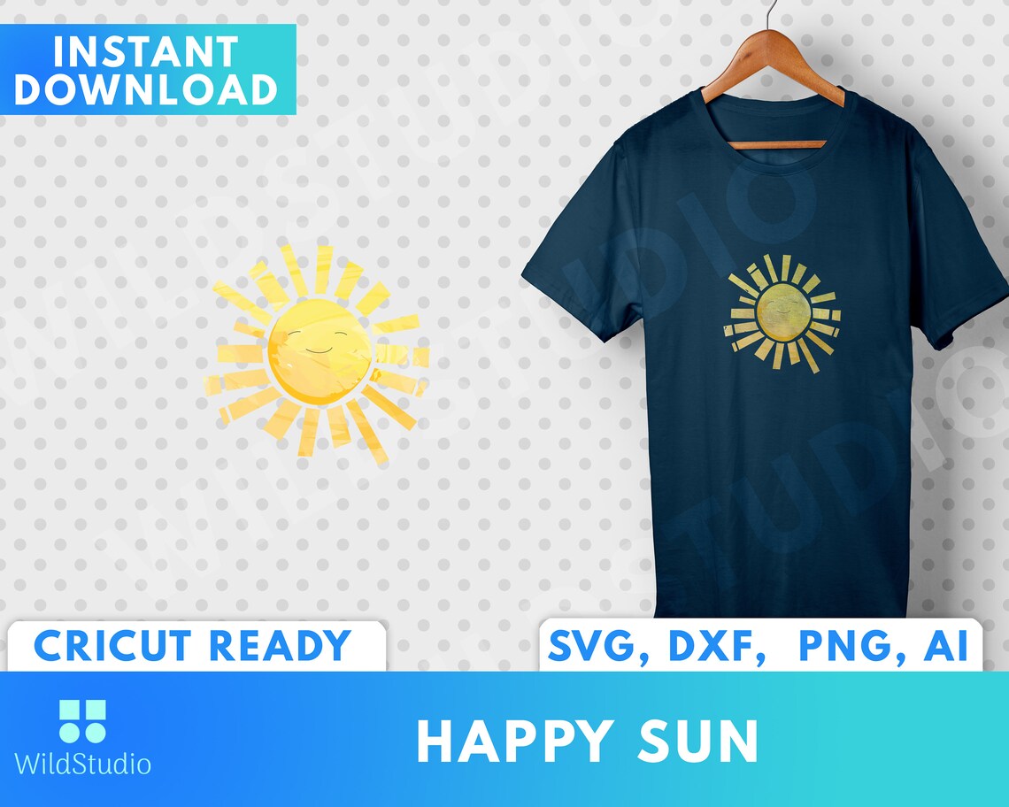 Happy Sun SVG / PNG Yellow Happy Sun Instant Download | Etsy
