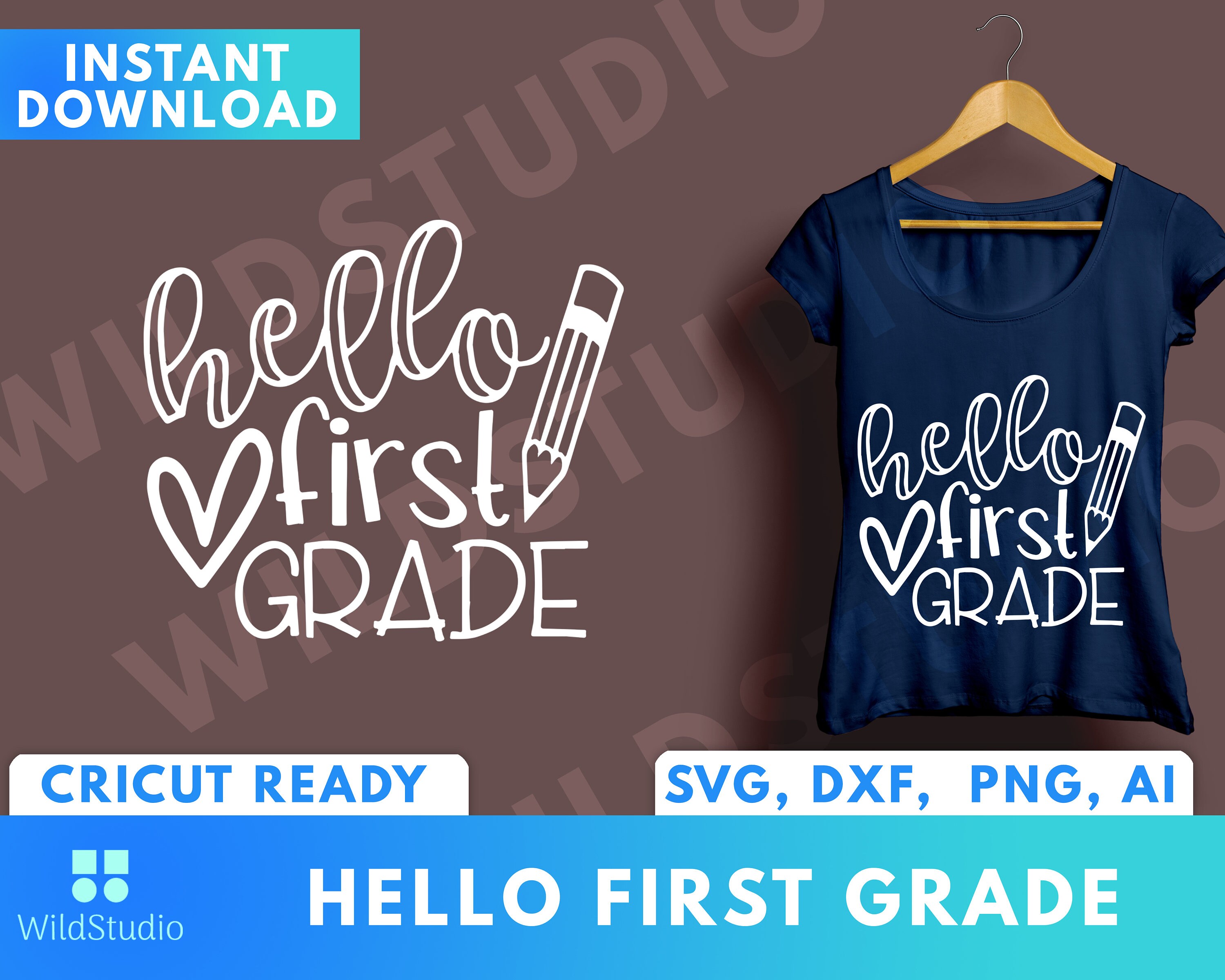 Hello First Grade SVG Digital Cut File Back to School 1st - Etsy