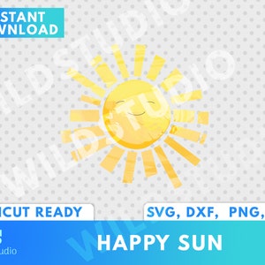 Happy Sun SVG / PNG Yellow Happy Sun Instant Download - Etsy