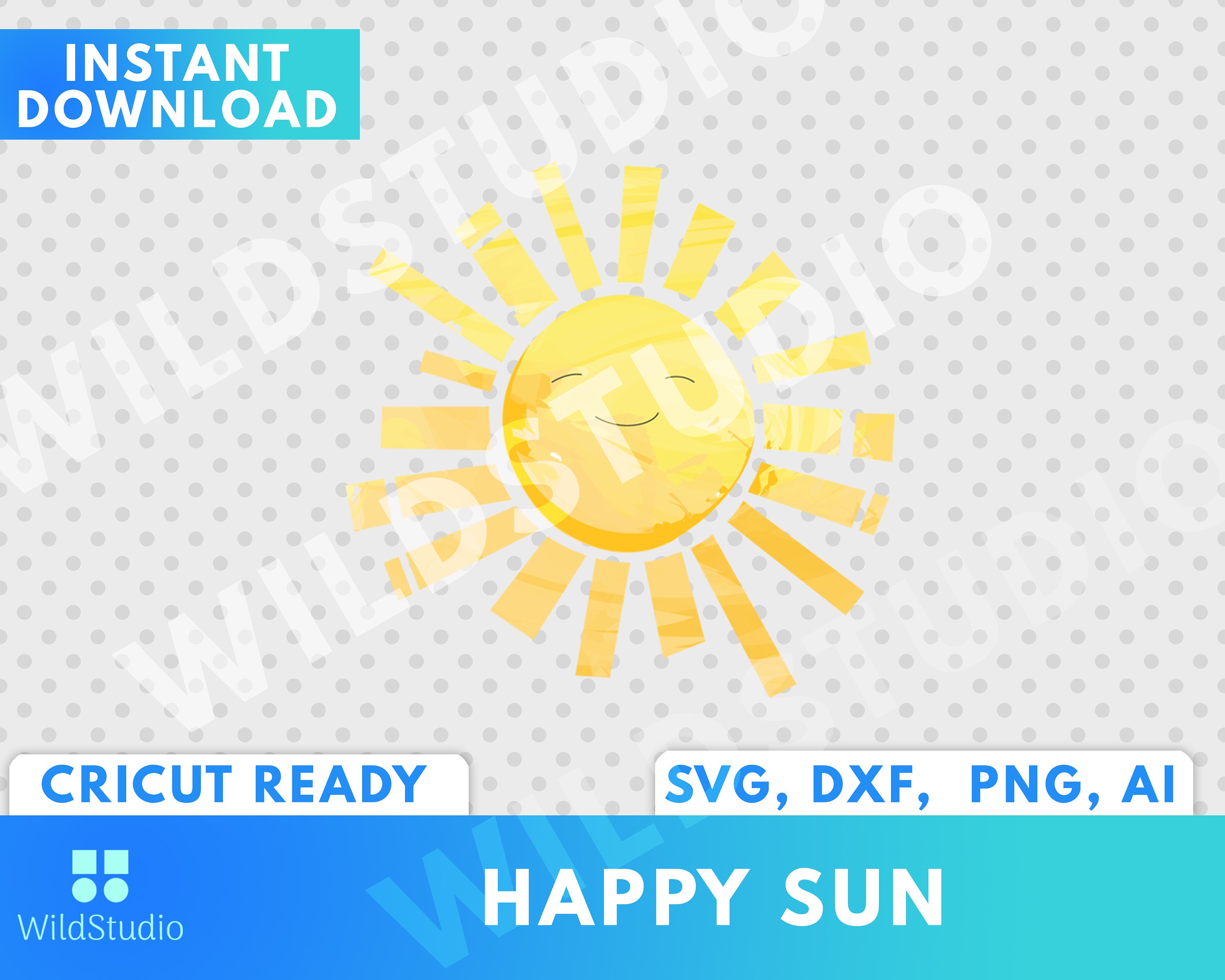Buy Happy Sun SVG / PNG Yellow Happy Sun Instant Download Dxf Eps Svg ...
