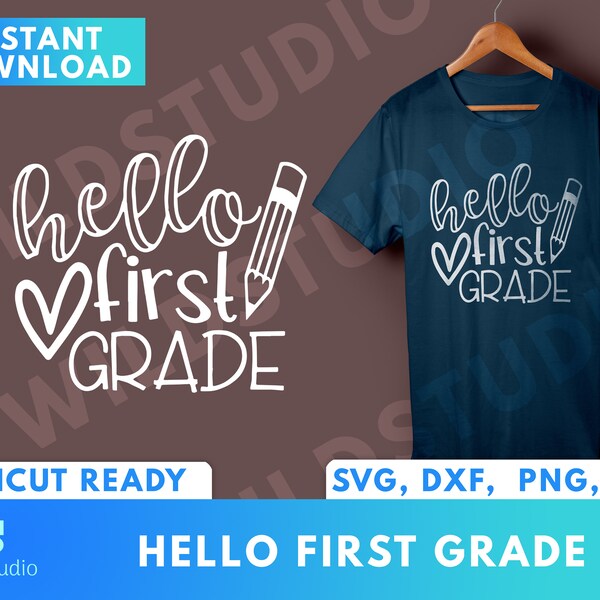 Hello First Grade Svg - Etsy